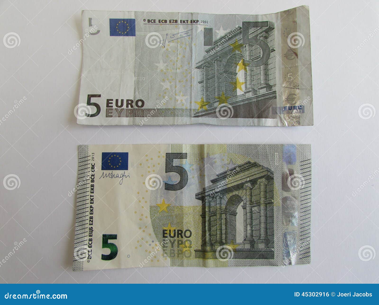 Five euro banknotes stock photo. Image of banknotes, euro - 45302916