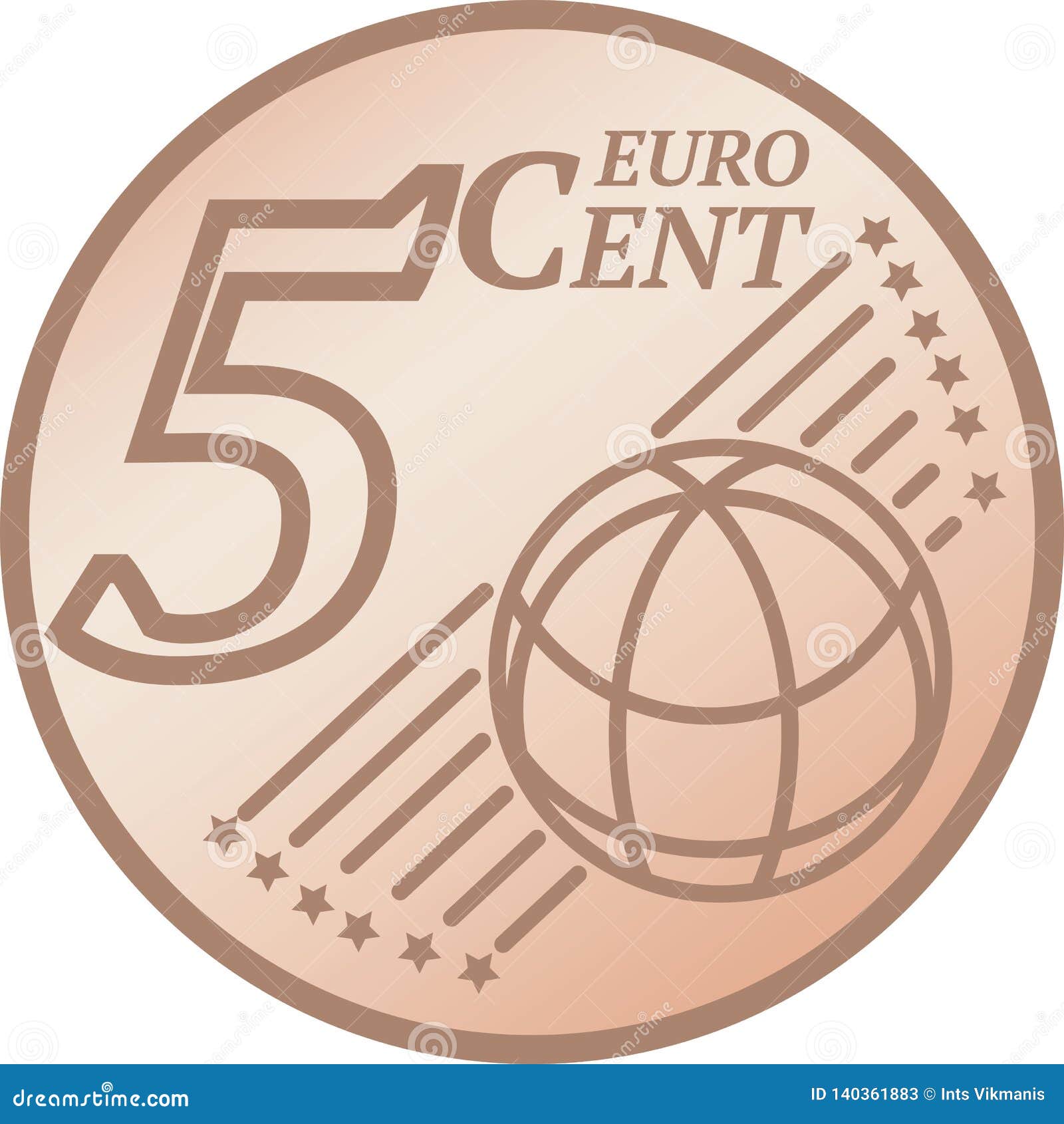 Five Euro Cent Coin stock vector. Illustration of europa - 140361883