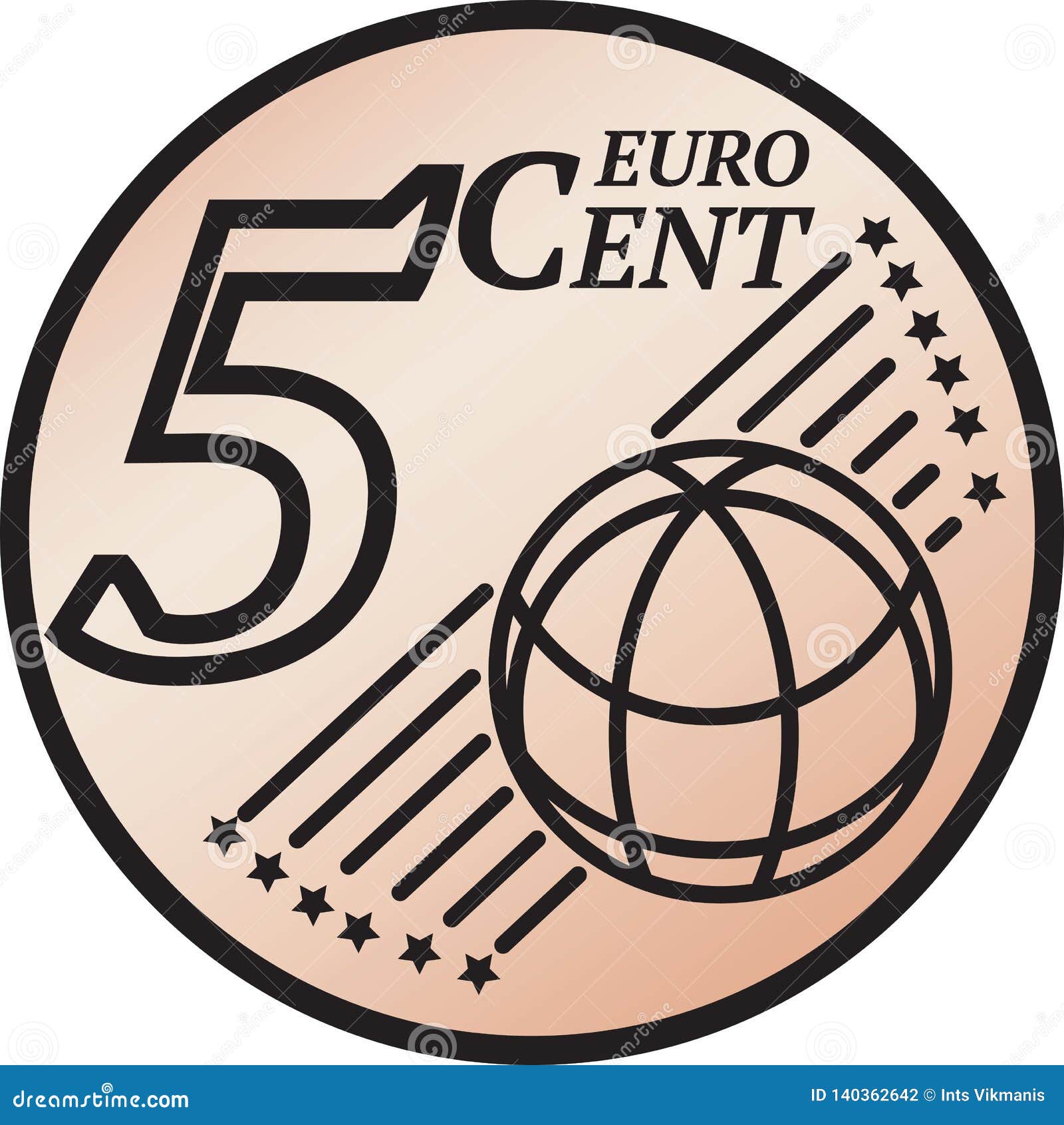 Five Euro Cent Coin stock vector. Illustration of five - 140362642