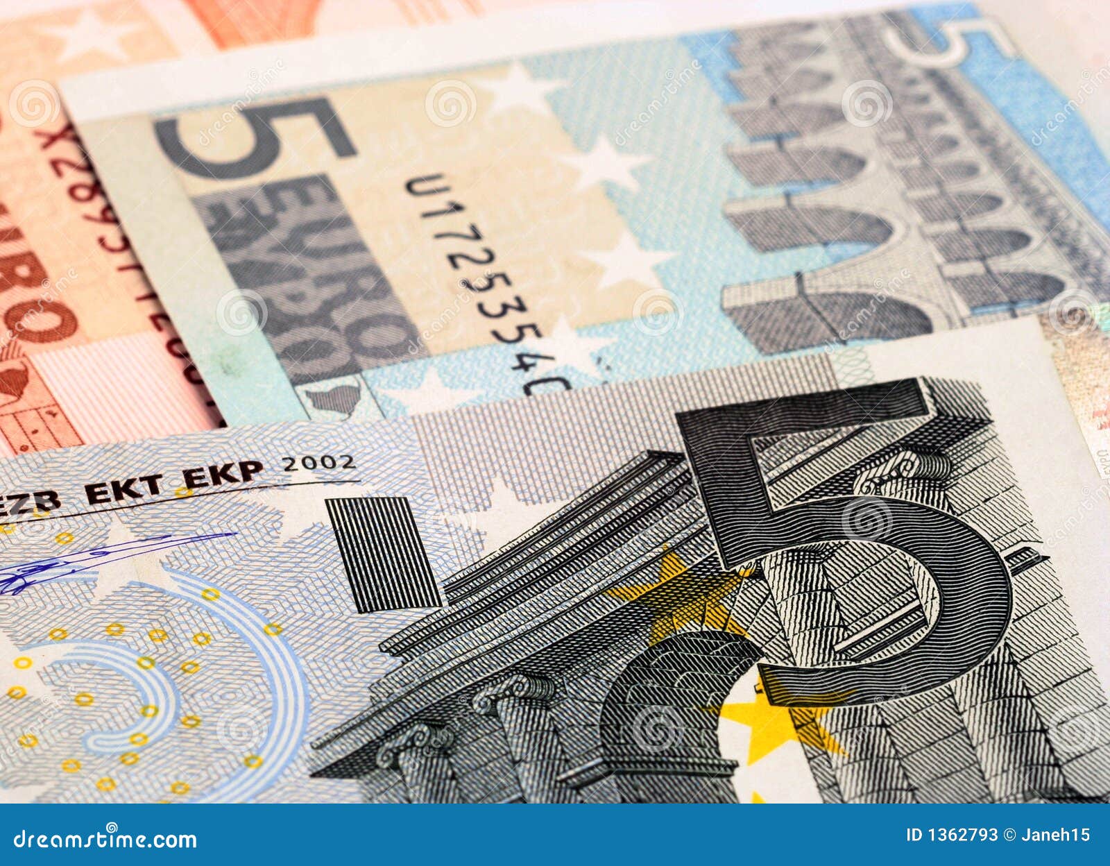 Five Euro note stock image. Image of trade, euro, figures - 1362793