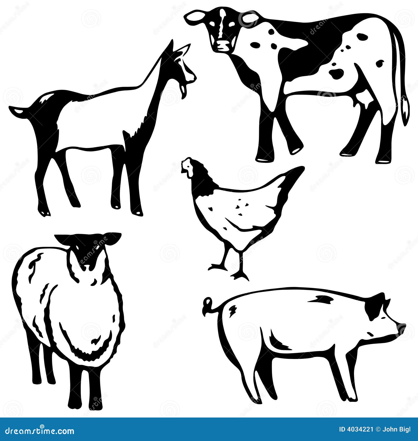 Five Farm Animals Icons Cartoon Vector | CartoonDealer.com #253611095