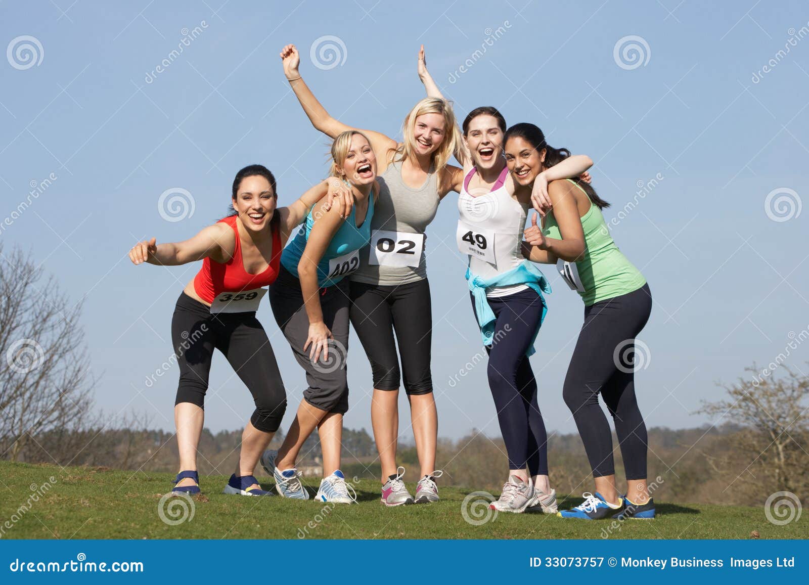 Five Female Runners Training for Race Stock Image - Image of camera ...