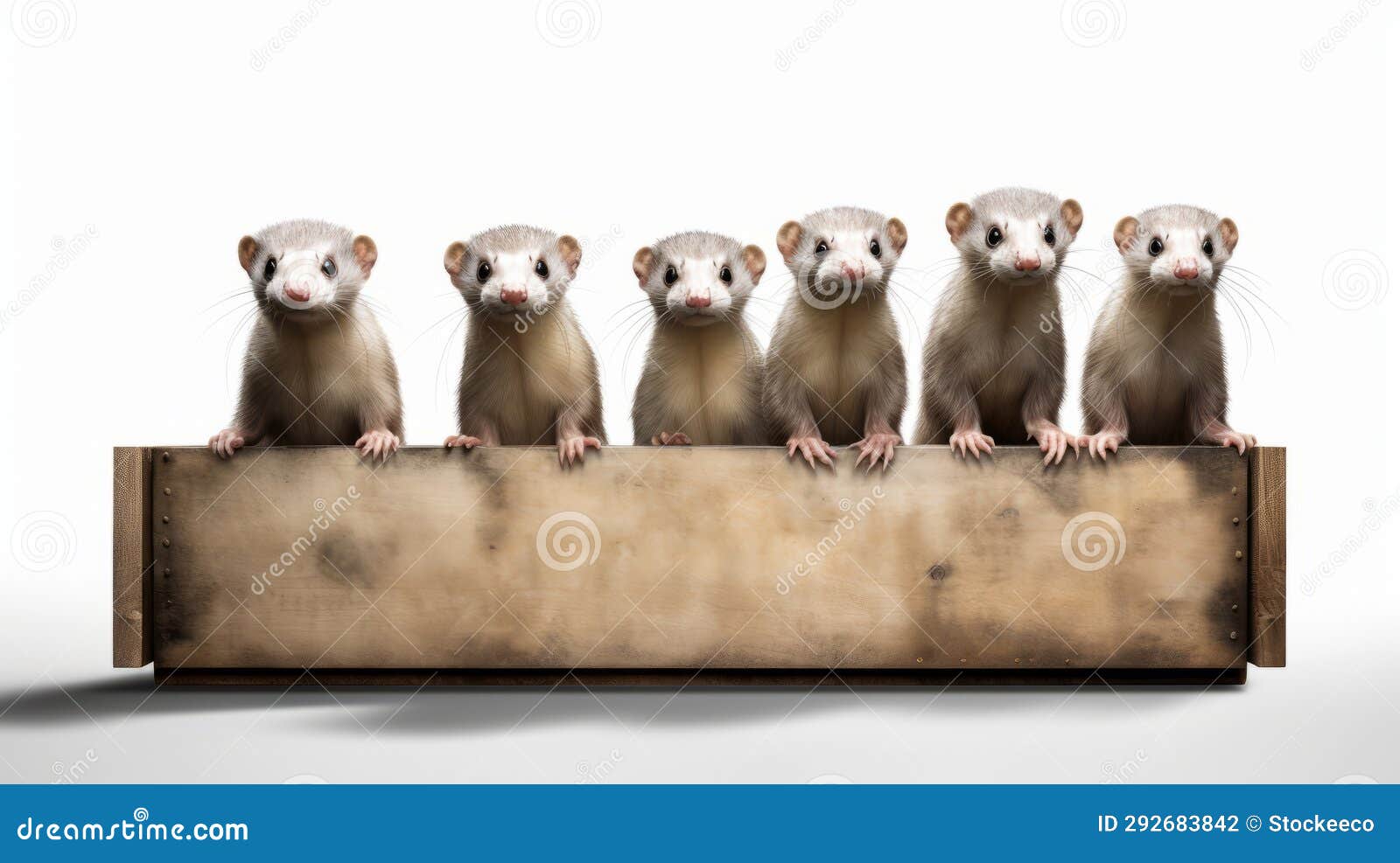 Five Ferrets: a Psychological Depth in Panoramic Studio Photography Stock Illustration ...