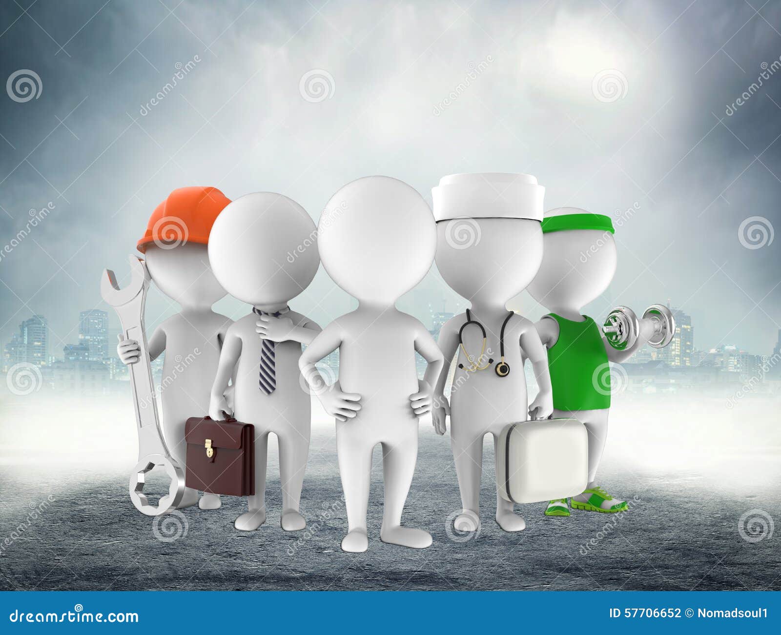 Five Figures of Man on Grey and White Stock Illustration - Illustration ...