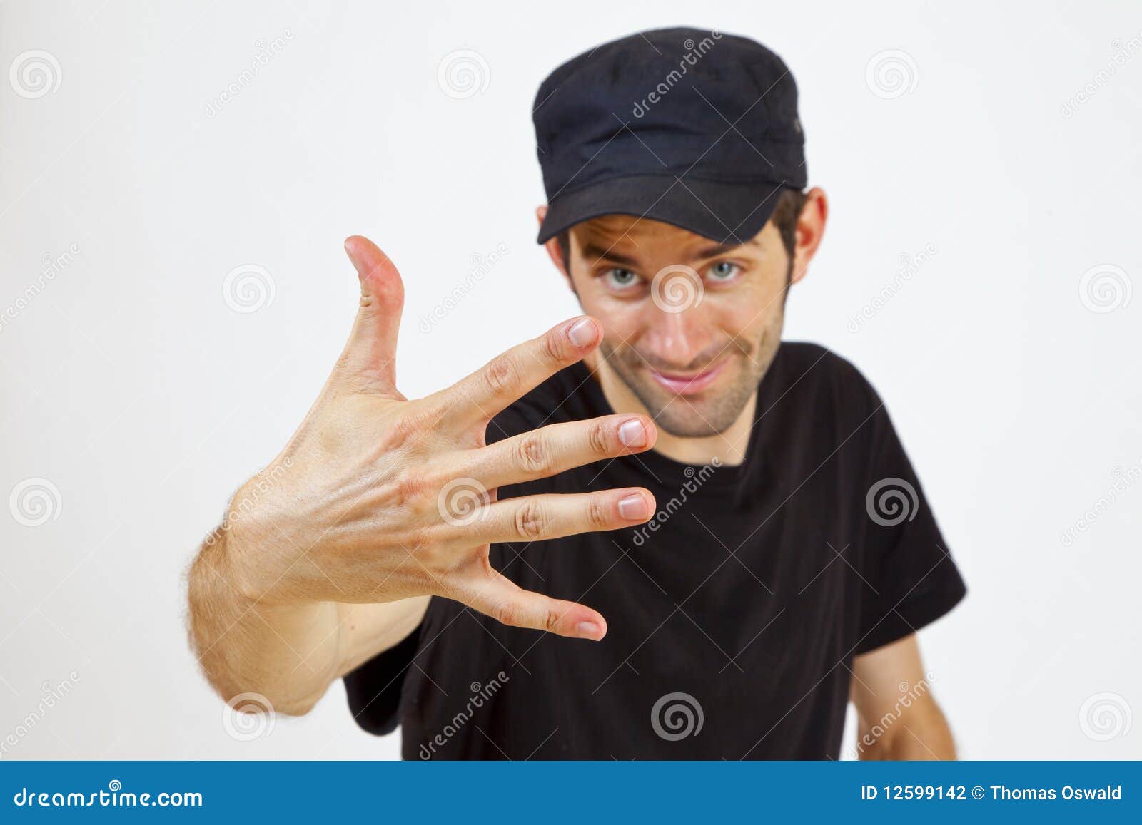 Five Fingers Sign By Hand Isolated On White Stock Photography ...