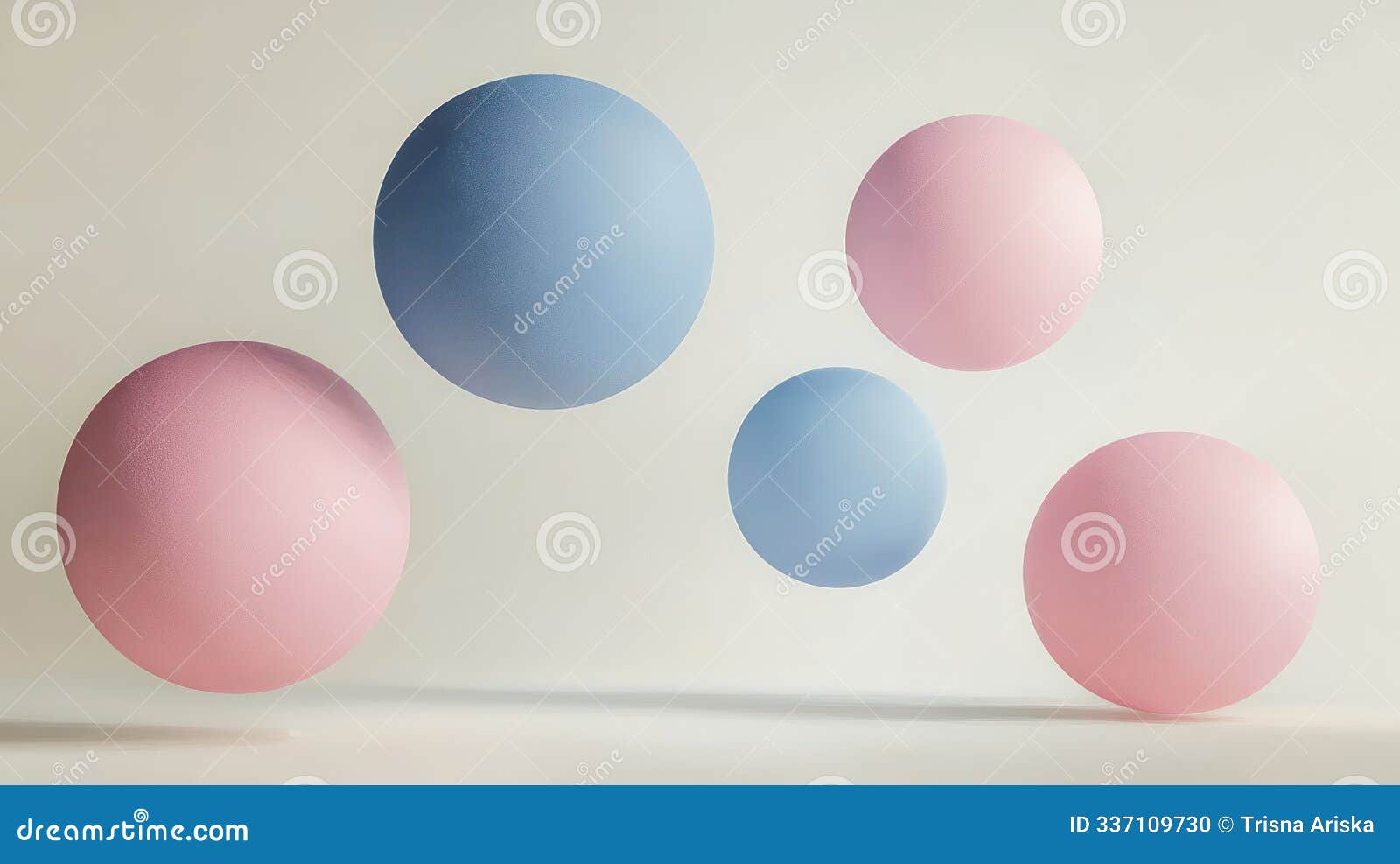 Five Floating Spheres in Soft Pastel Colors Against a Light Background ...