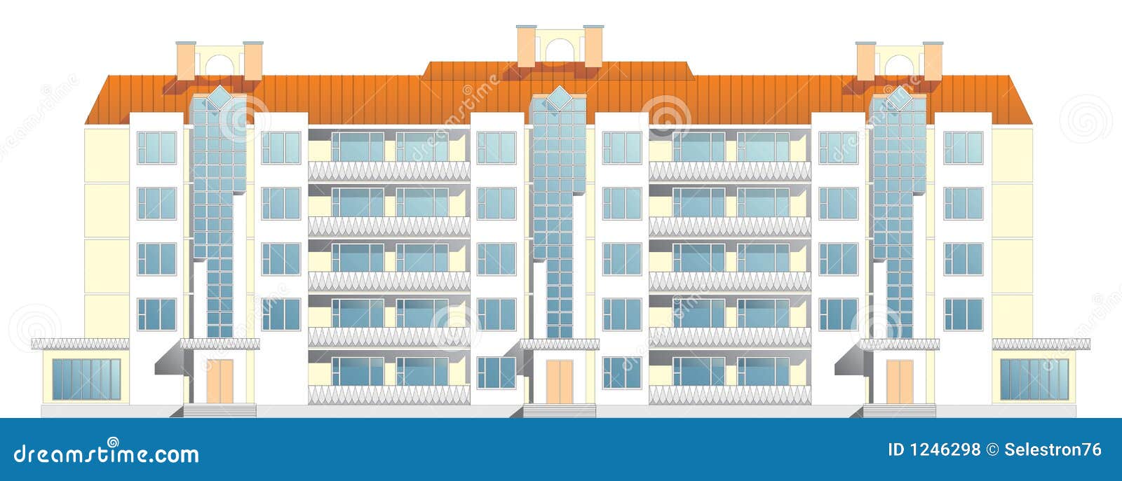 Five-floor apartment house stock vector. Illustration of housing - 1246298