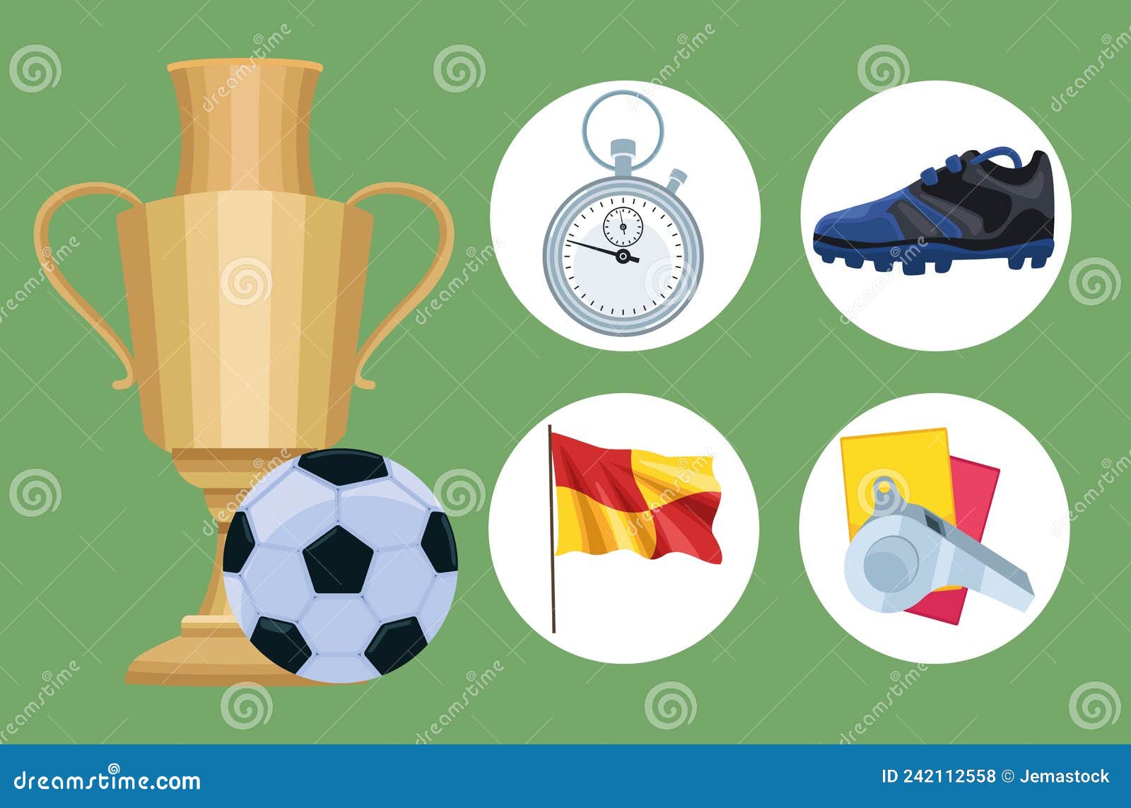 Five football soccer icons stock vector. Illustration of chronometer ...