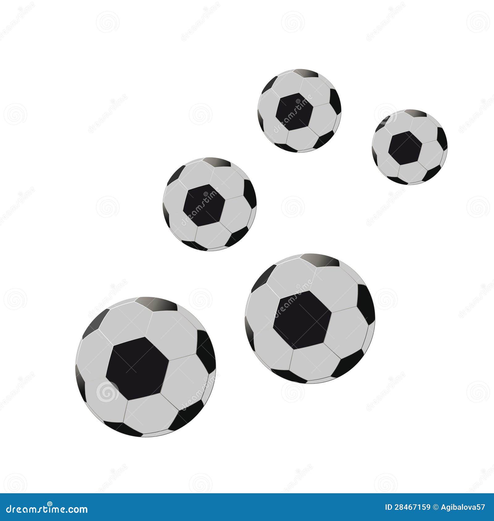 Five Footballs. Vector Illustration Stock Vector - Illustration of ...