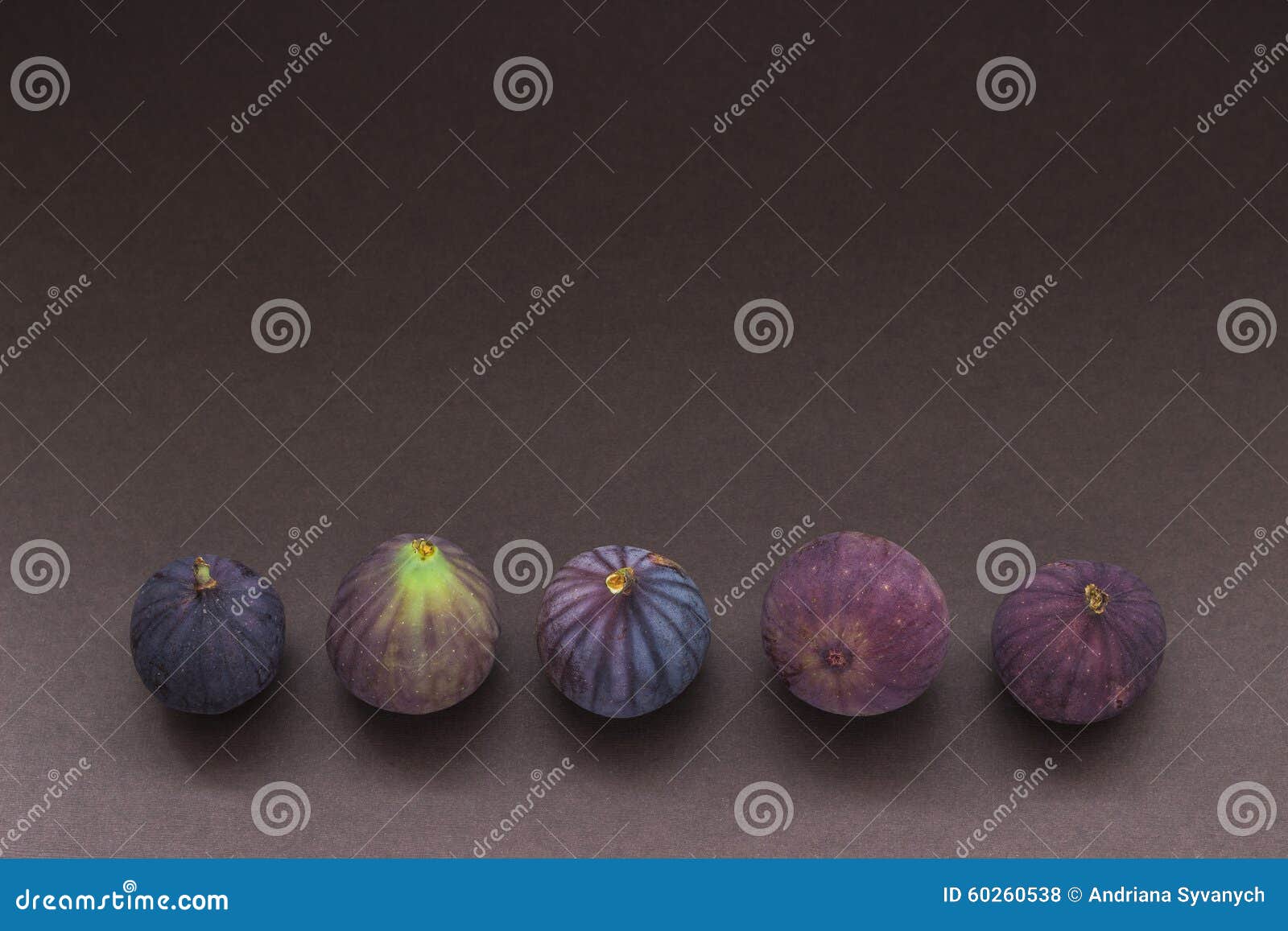 Five fresh figs in a row stock photo. Image of nutrient - 60260538