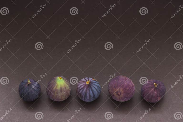 Five fresh figs in a row stock photo. Image of nutrient - 60260538