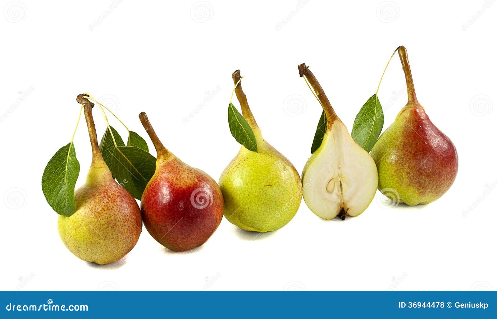 Five fresh pears in line stock photo. Image of line, fruity - 36944478