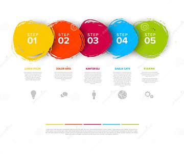 Five Fresh Rainbow Brush Color Circle Steps Timeline Process ...