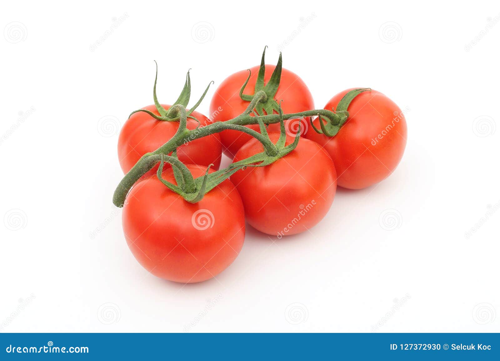 Five Fresh Tomatoes on Isolated Background Stock Photo - Image of ...