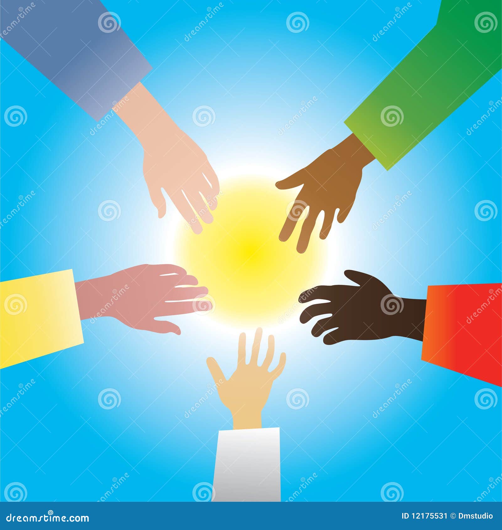 Five friendly hands stock vector. Illustration of fingers - 12175531