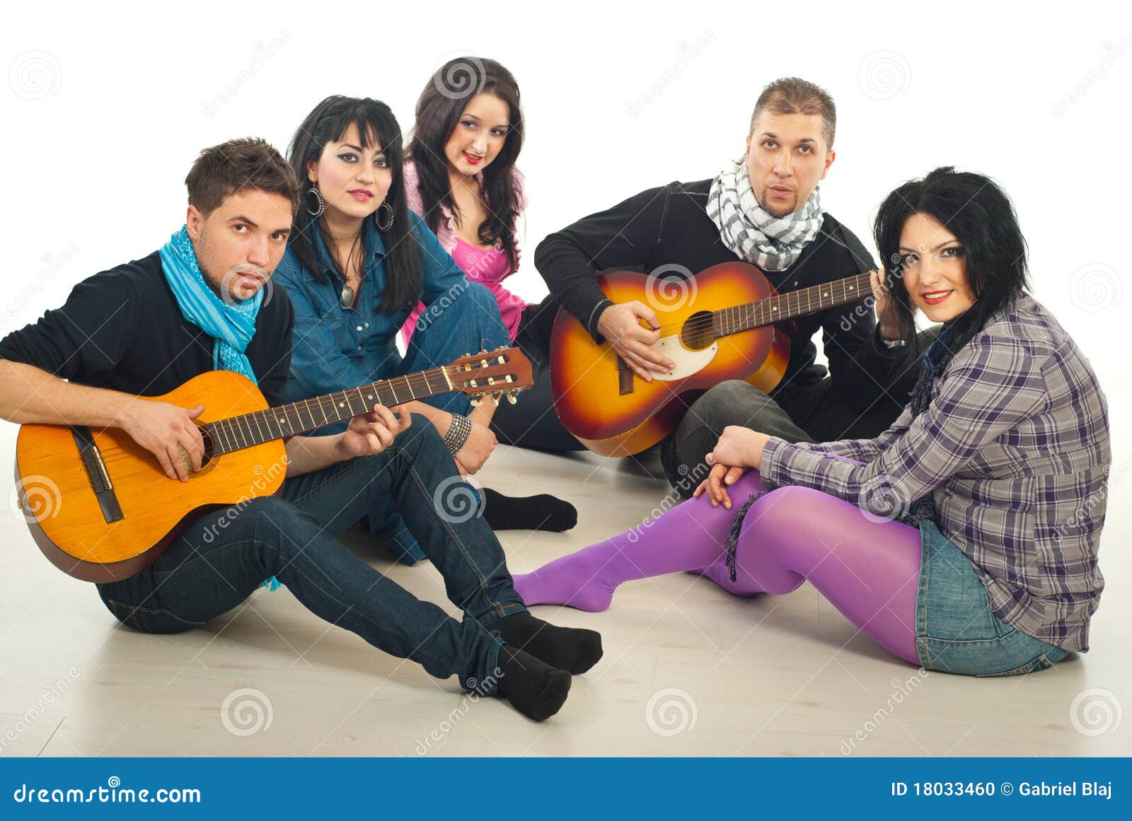 Five Friends Meeting with Guitars Stock Photo - Image of five, handsome ...