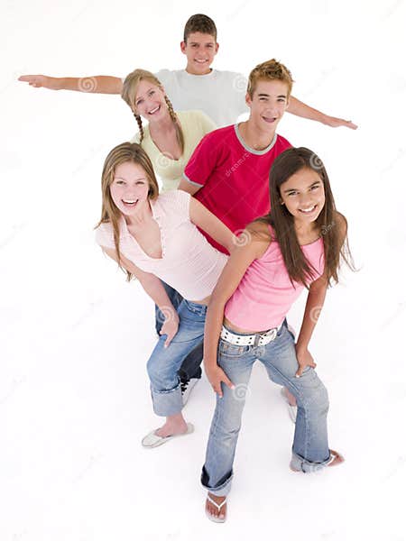 Five Friends in a Row Smiling Stock Photo - Image of buddies, shot: 5945628