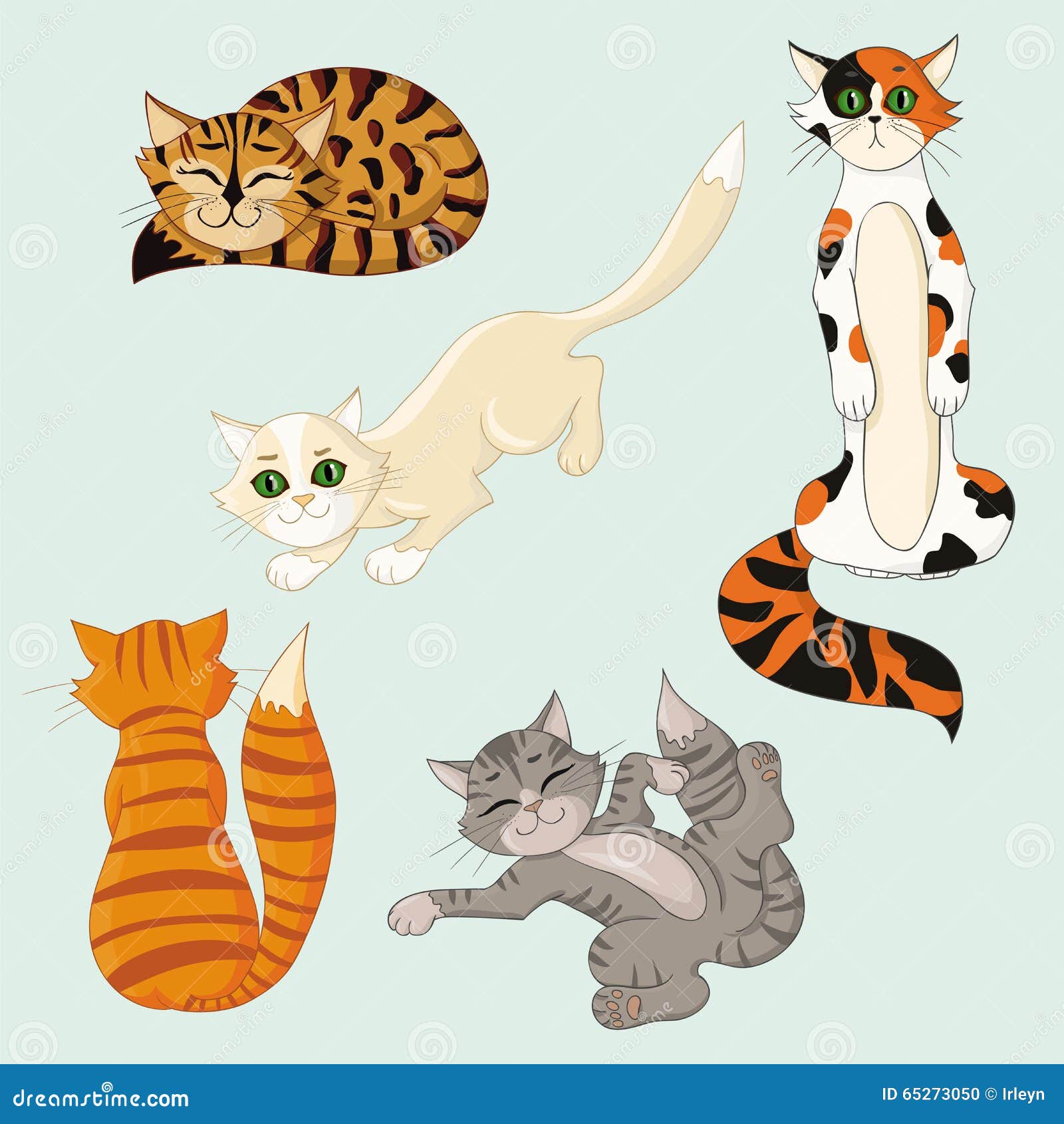 Five Funny Multicolored Cats Stock Vector - Illustration of family ...