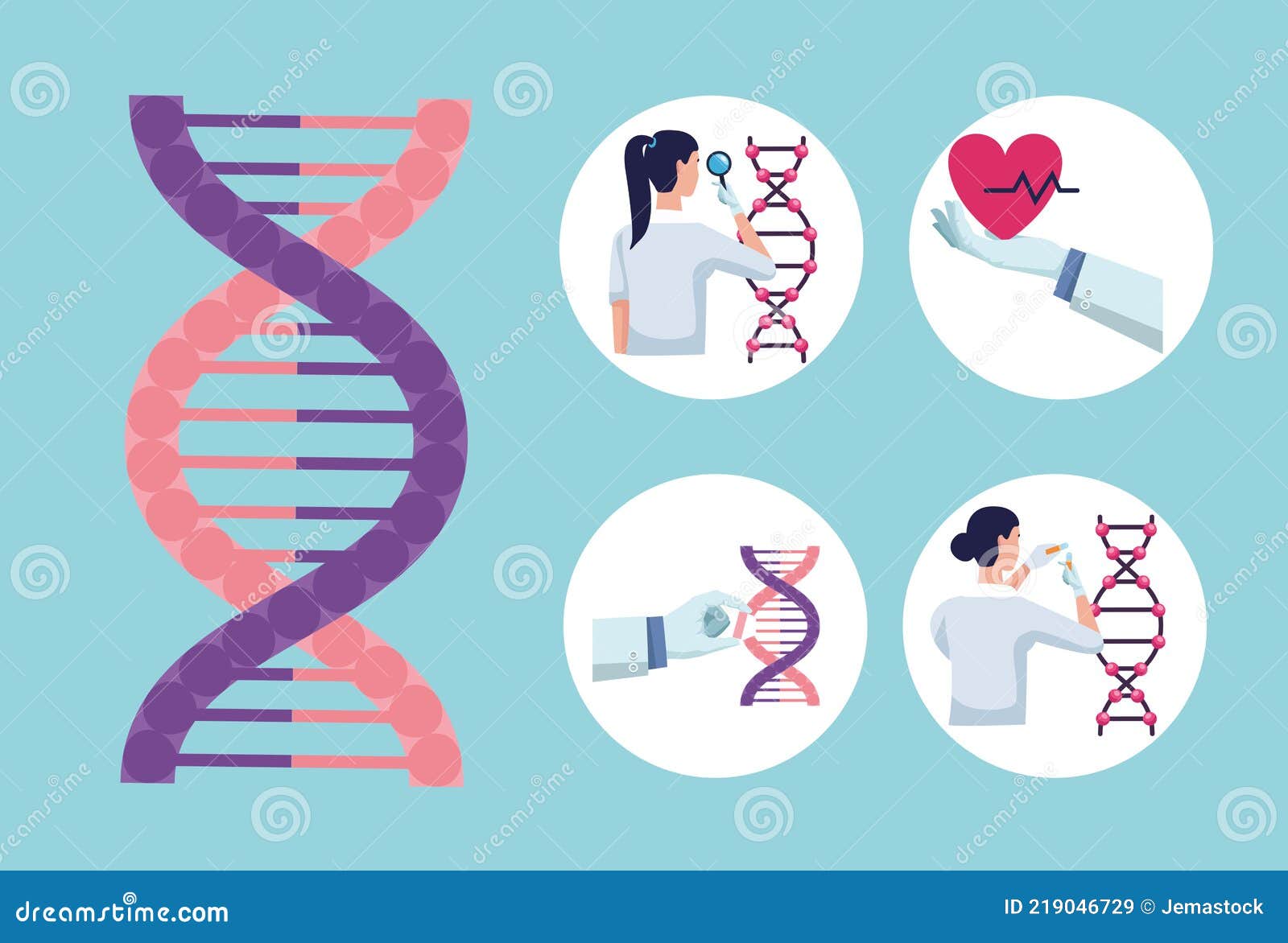 Five genetic testing icons stock vector. Illustration of experiment ...