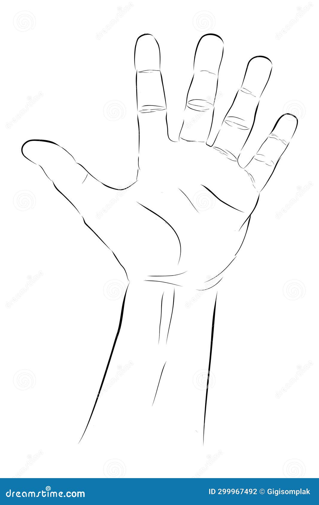 Five Gesture Simple Vector Hand Draw Sketch Doodle Man Hand Stock ...