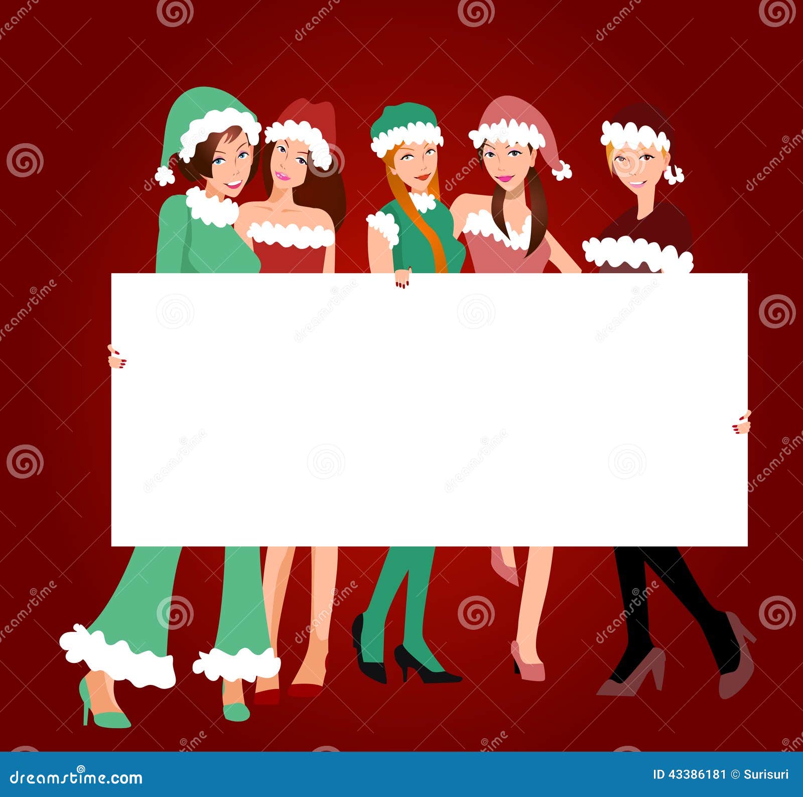 Five girls stock vector. Illustration of female, adult - 43386181