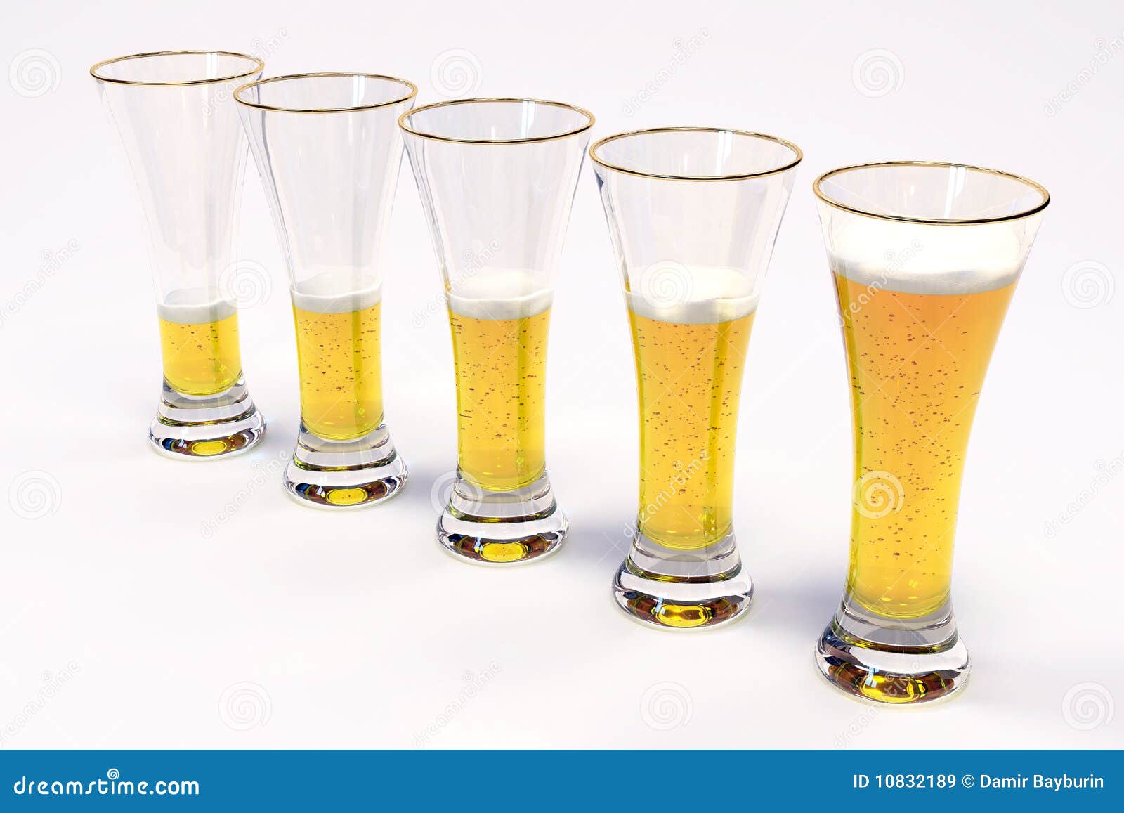 Five glasses with beer stock illustration. Illustration of party - 10832189