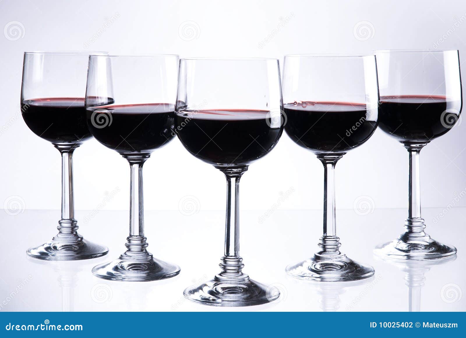 Five glasses of red wine stock photo. Image of horizontal - 10025402