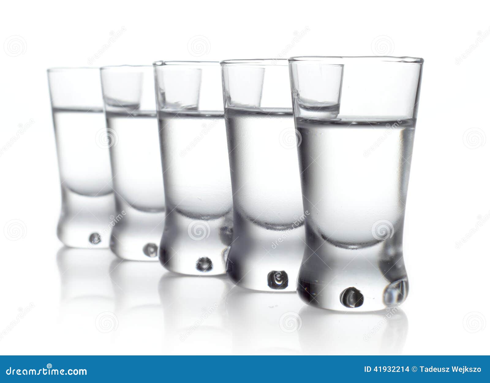 Five Glasses of Vodka Isolated on White Stock Photo - Image of ...
