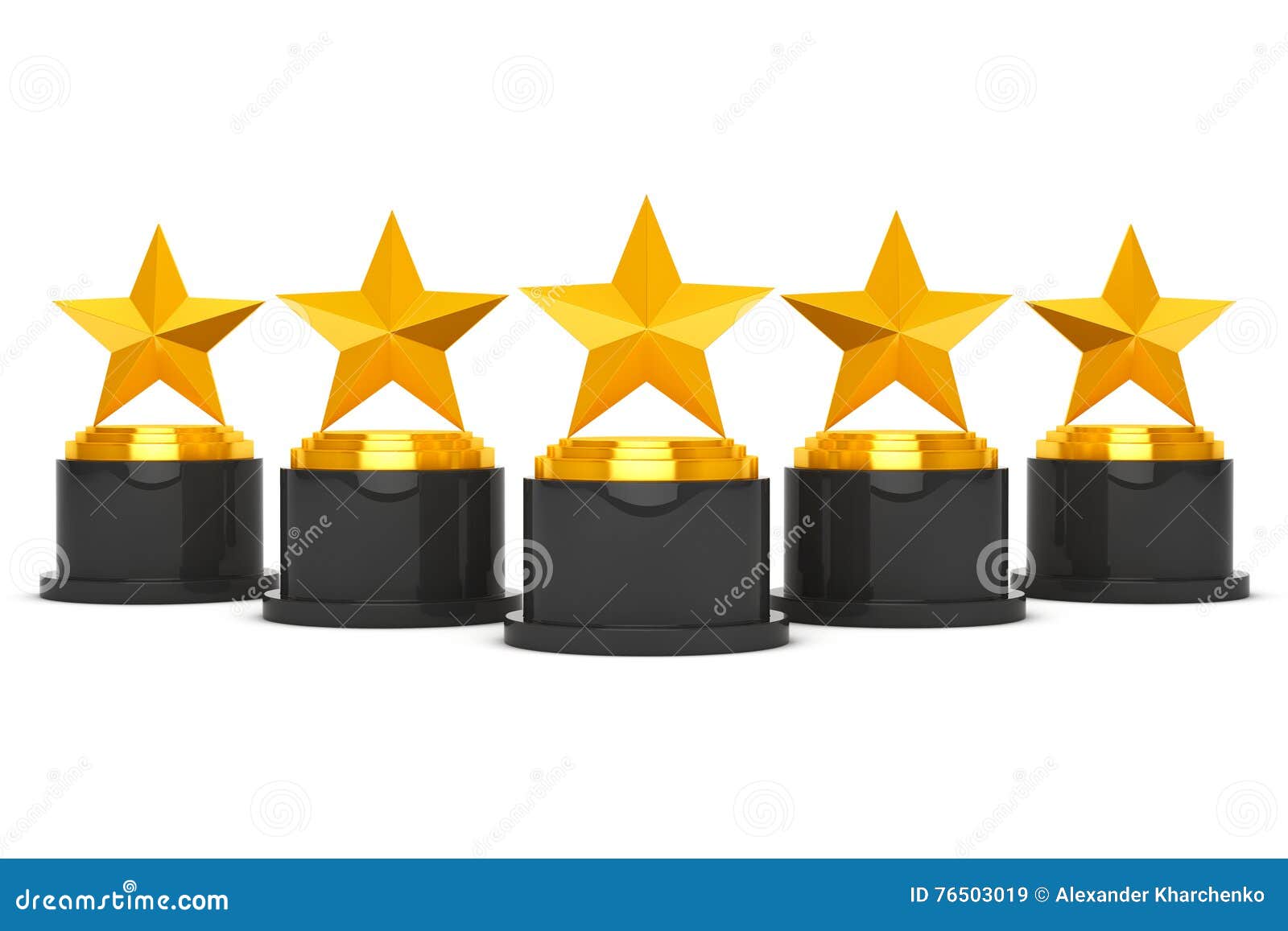 Five Gold Star Awards. 3d Rendering Stock Illustration - Illustration ...