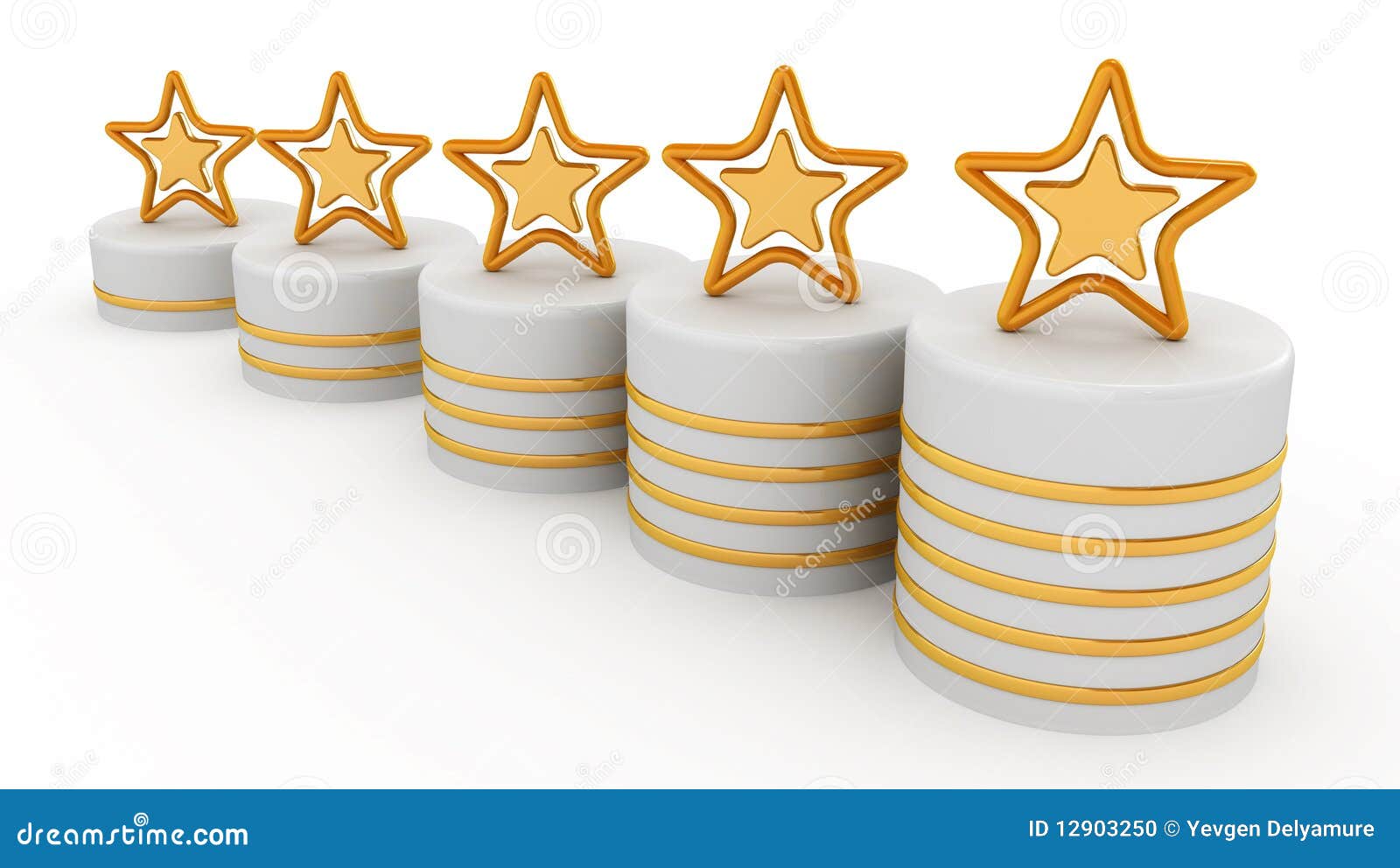 Five Gold Stars for Ranking Stock Illustration - Illustration of star ...