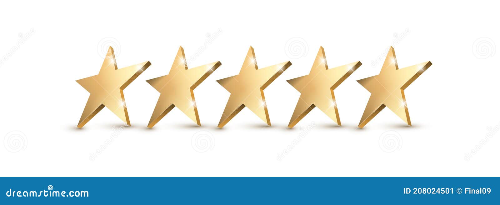 Five Gold Gradient Star. Vector Illustration. Light Background ...