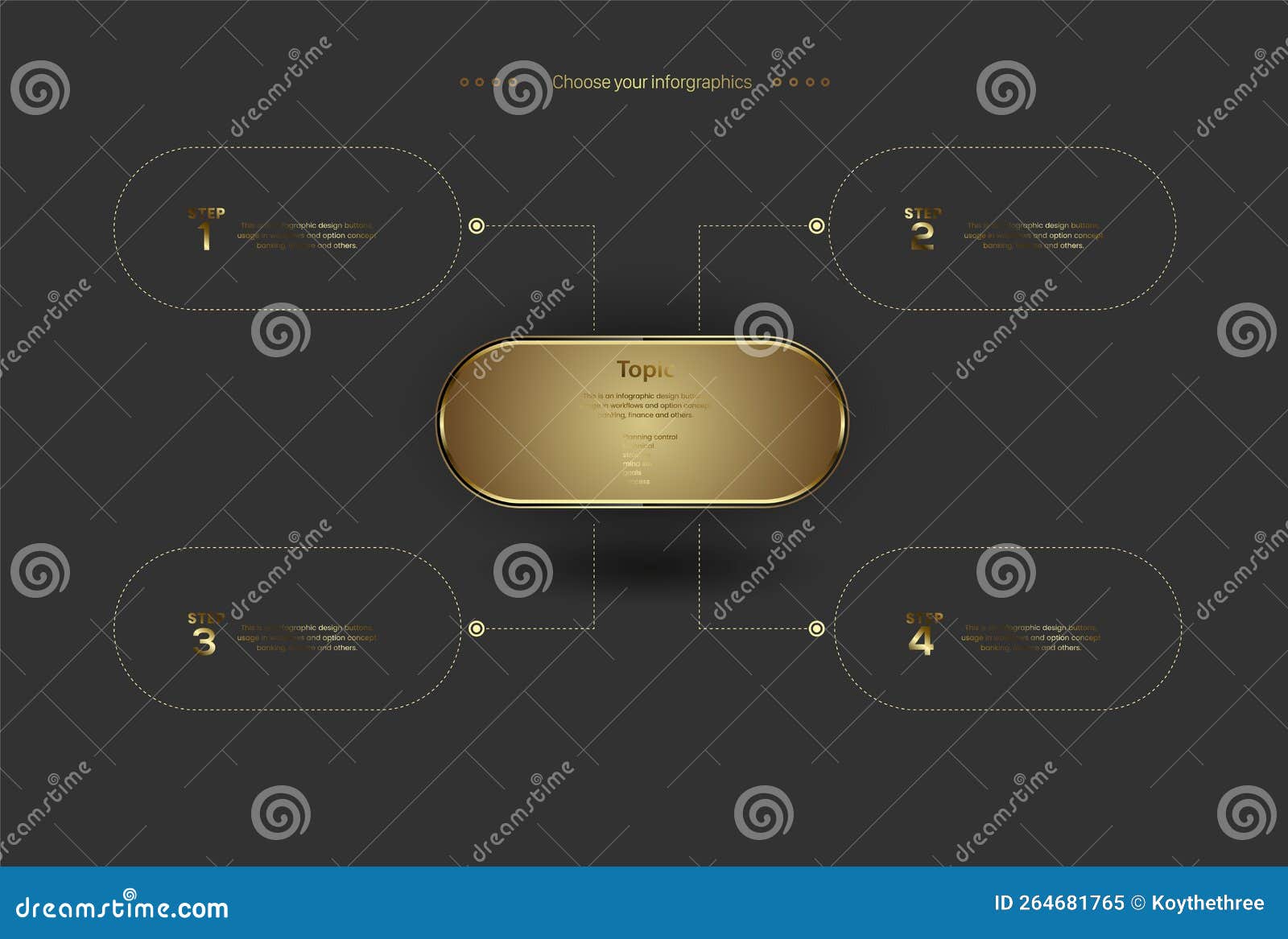 Five Golden Chart of Steps , 5 Gold Banners and Charts Rounded by 4 ...