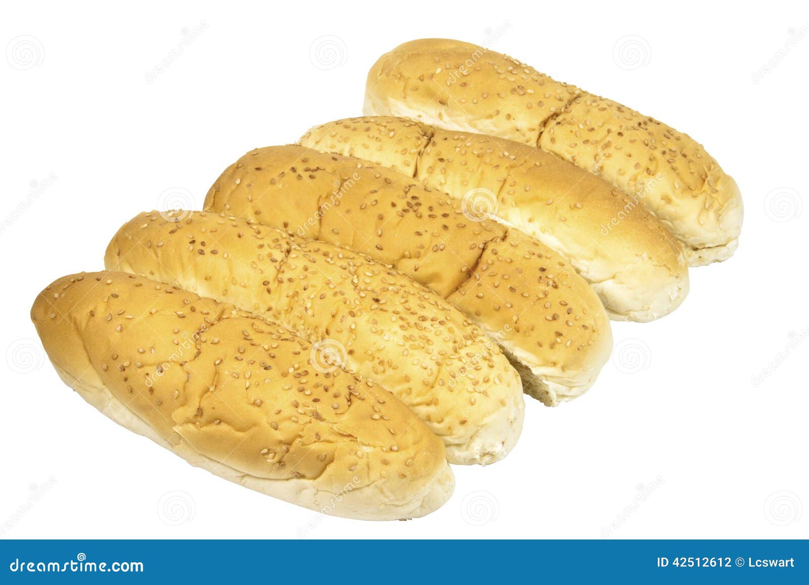 Five Golden Long Breadrolls with Sesame Seeds Stock Photo - Image of ...