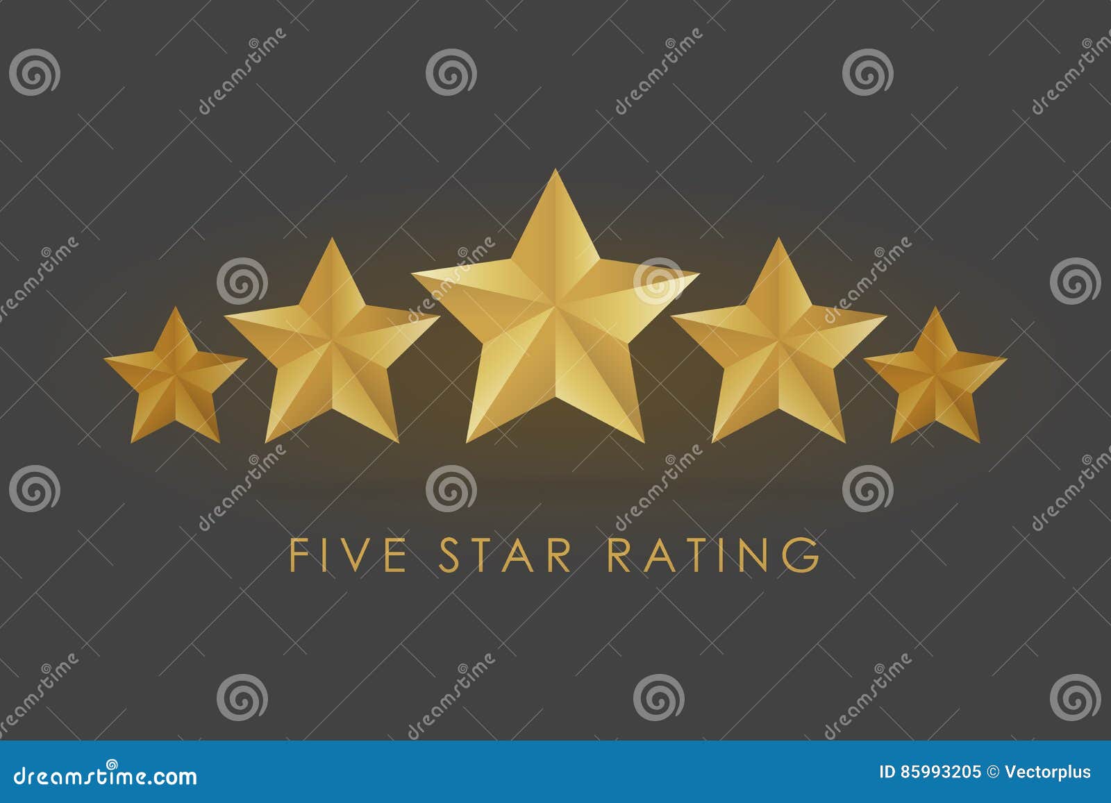Five Golden Rating Star Illustration in Gray Black Background Stock ...