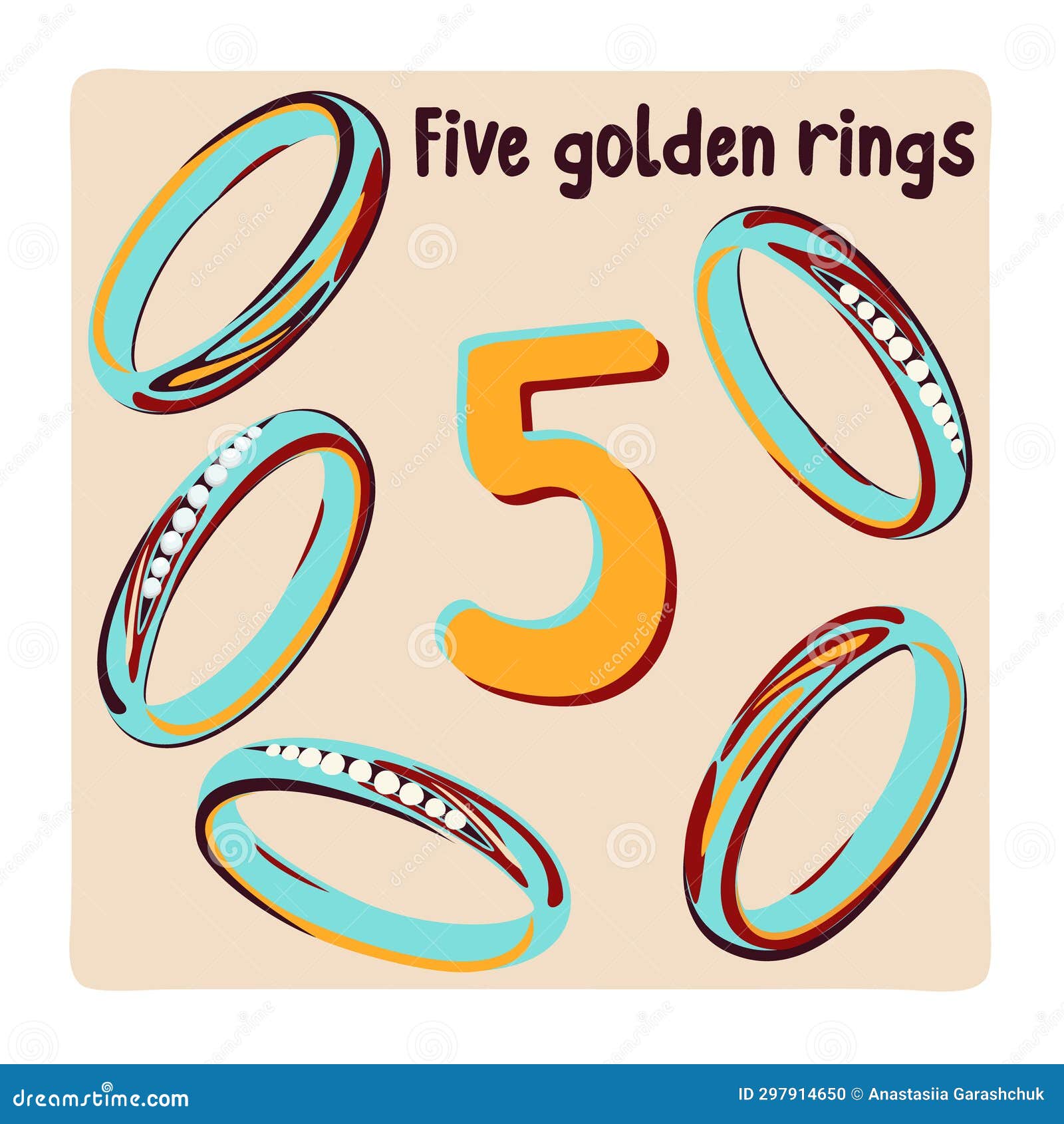 Five Golden Rings. Twelve Days of Christmas Stock Illustration ...