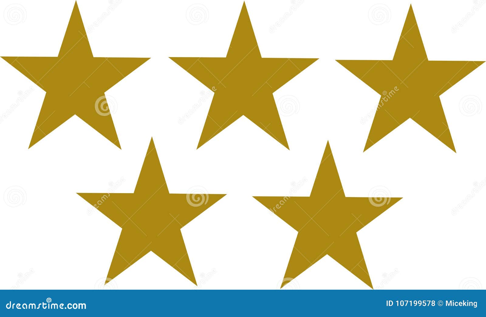 Five Golden Stars in Two Rows Stock Vector - Illustration of golden ...
