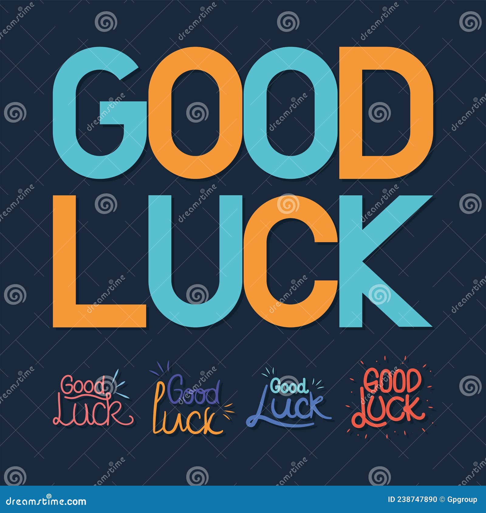 Five good luck phrases stock vector. Illustration of typography - 238747890