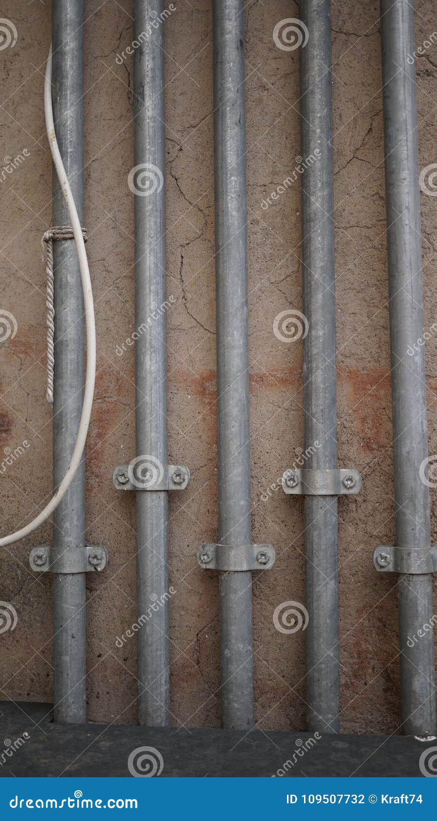 Piping pipes on the wall stock photo. Image of plumbing - 109507732