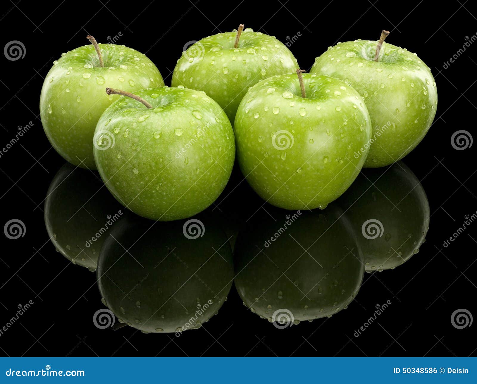 Five green apples stock photo. Image of heap, close, fruit - 50348586
