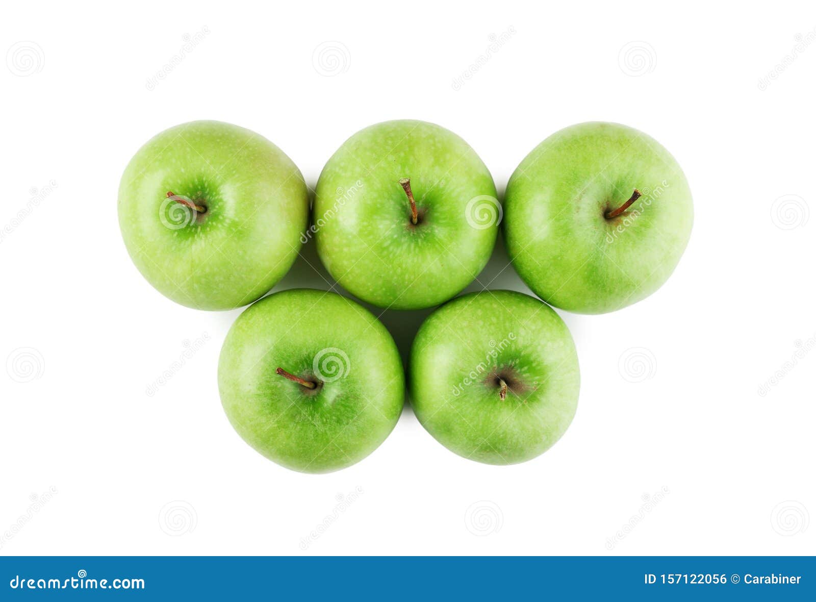 Five green apples isolated stock photo. Image of fruit - 157122056