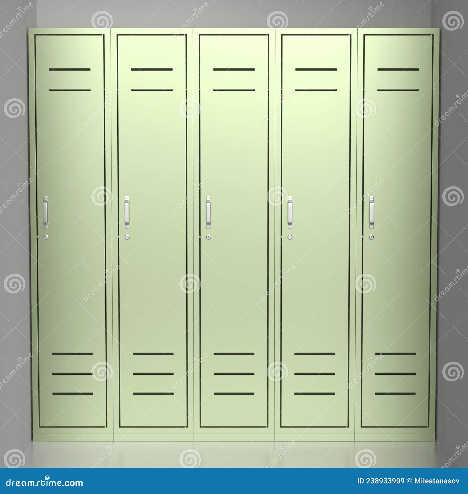 Green Lockers Section Cartoon Vector | CartoonDealer.com #177185187