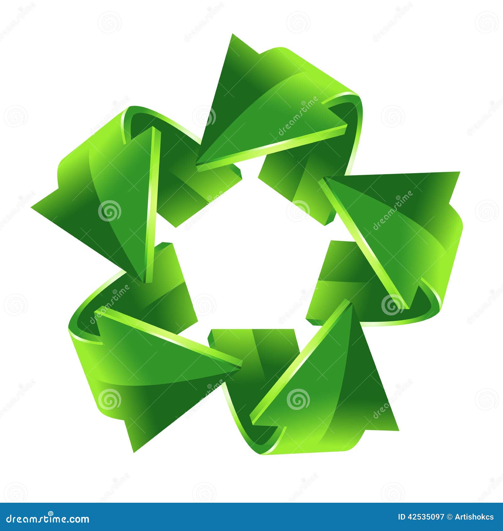 Five Green Recycling Arrows Cartoon Vector | CartoonDealer.com #42535097