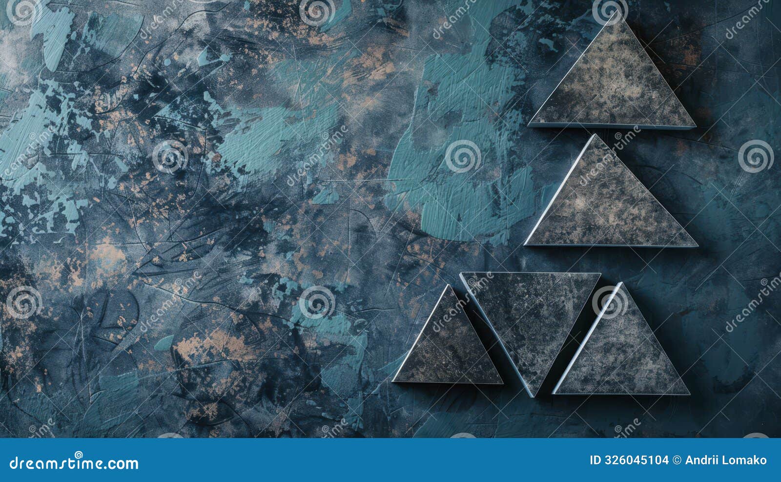 Grey Triangles on a Blue Textured Background Stock Photo - Image of ...