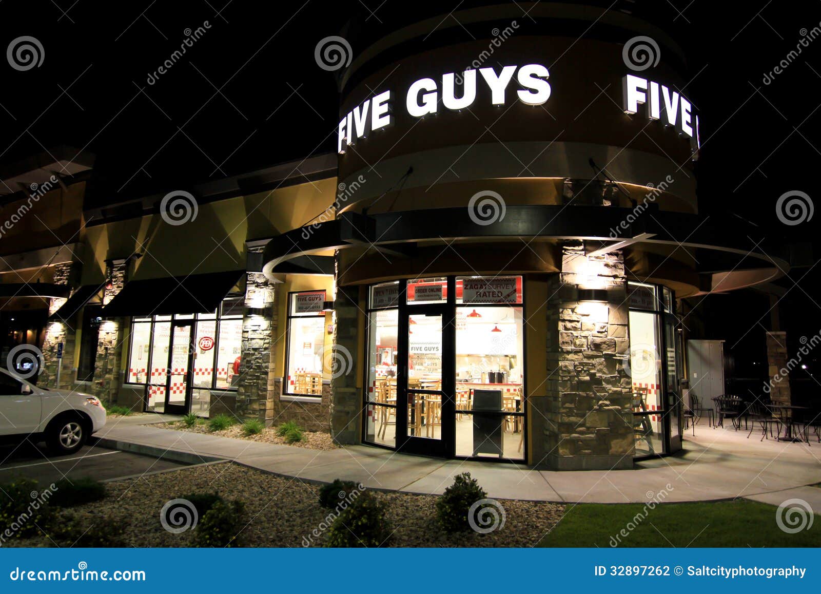Five Guys Burgers at night editorial photography. Image of clean - 32897262