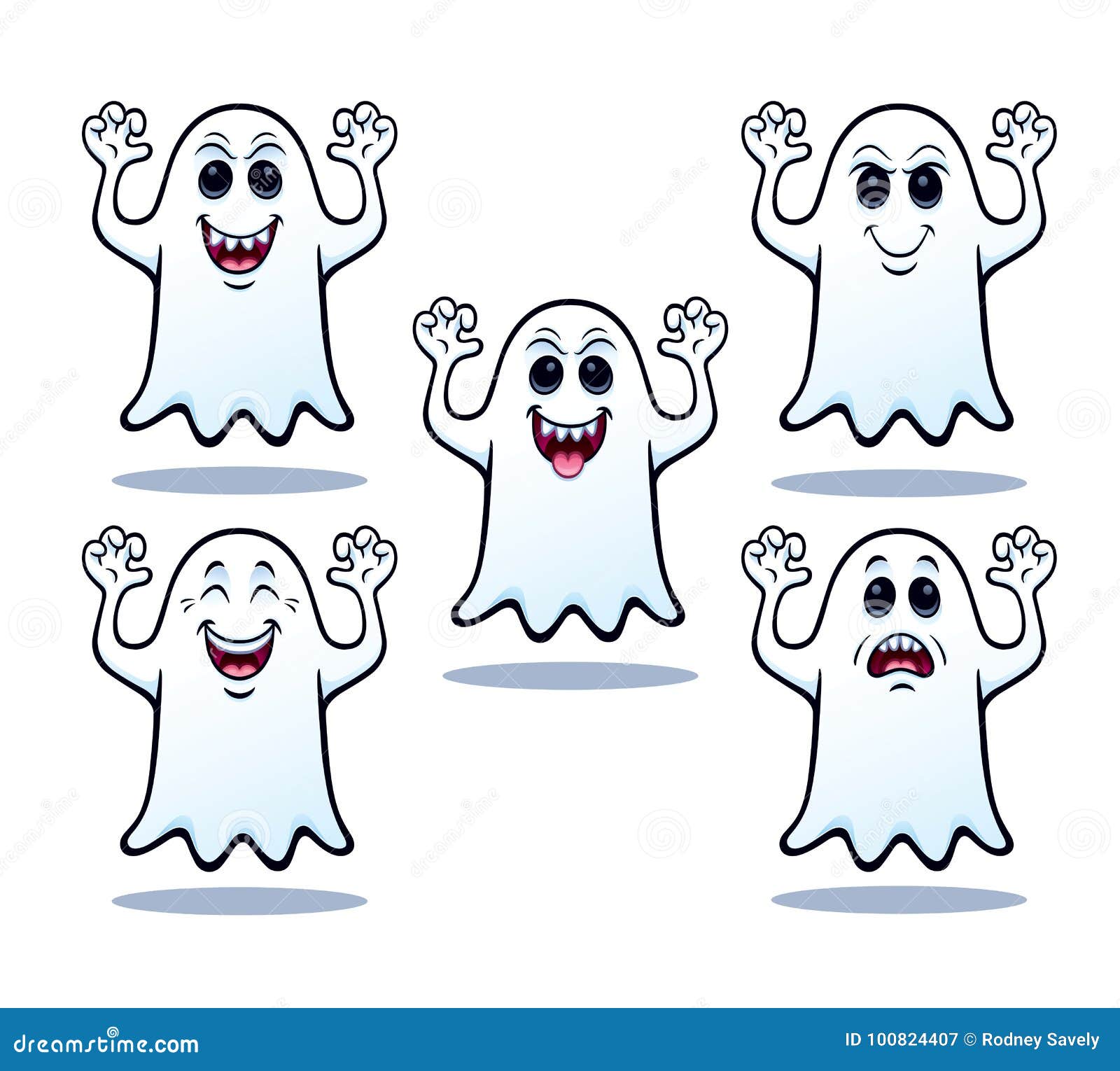Five Halloween Ghosts stock illustration. Illustration of spirits ...
