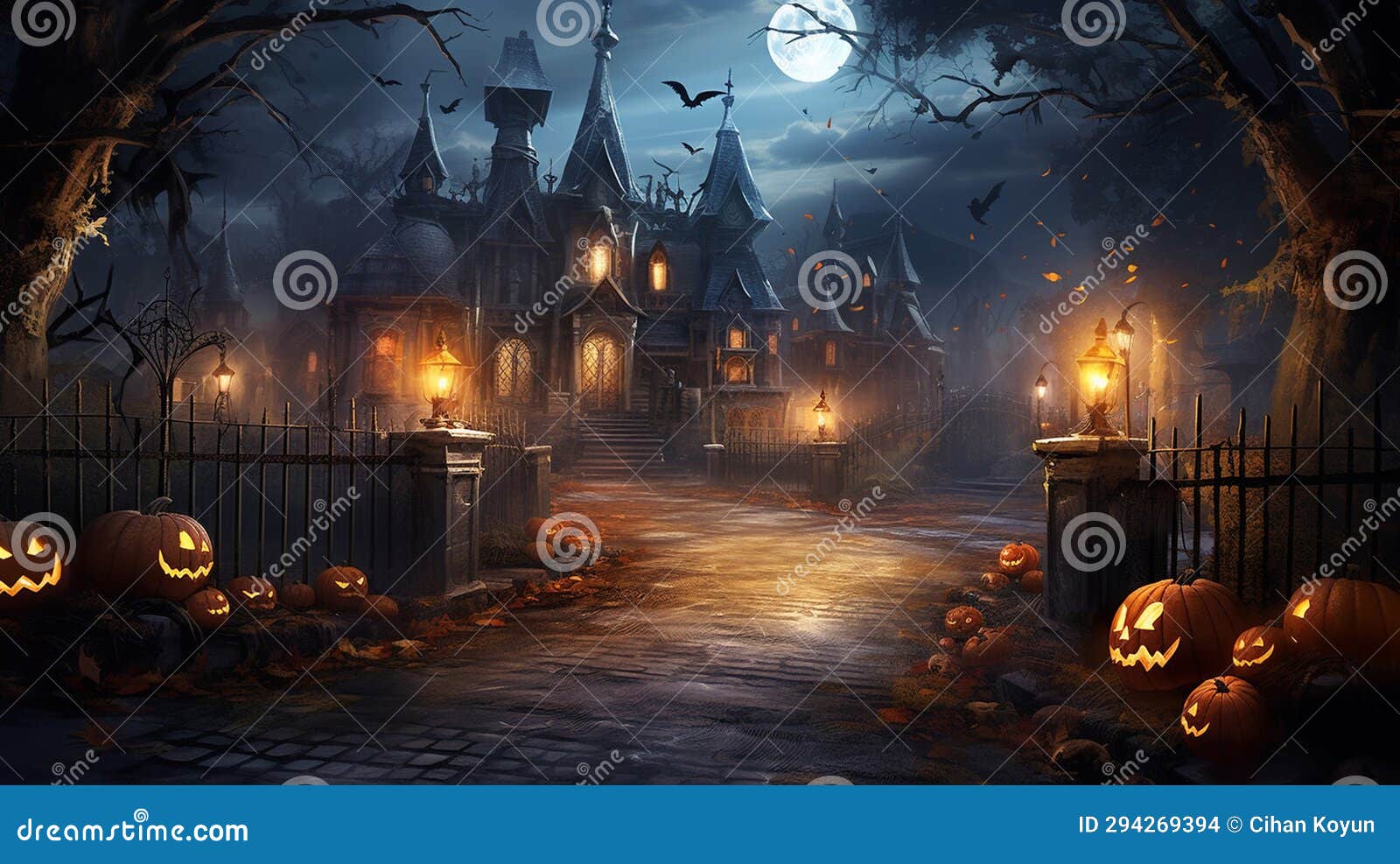 Five Halloween Pumpkins Isolated on White Background Stock Illustration ...