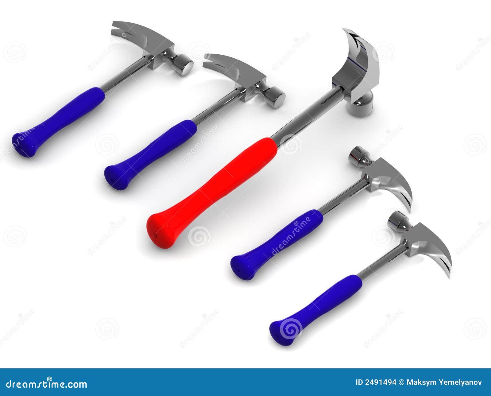 Five hammers stock illustration. Illustration of contractor - 2491494