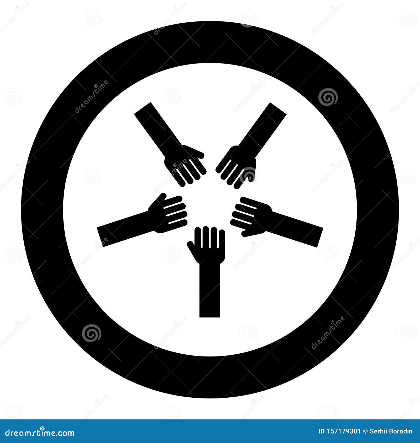 Five Hands Group Arms Many Hands Connecting Open Palms People Putting ...