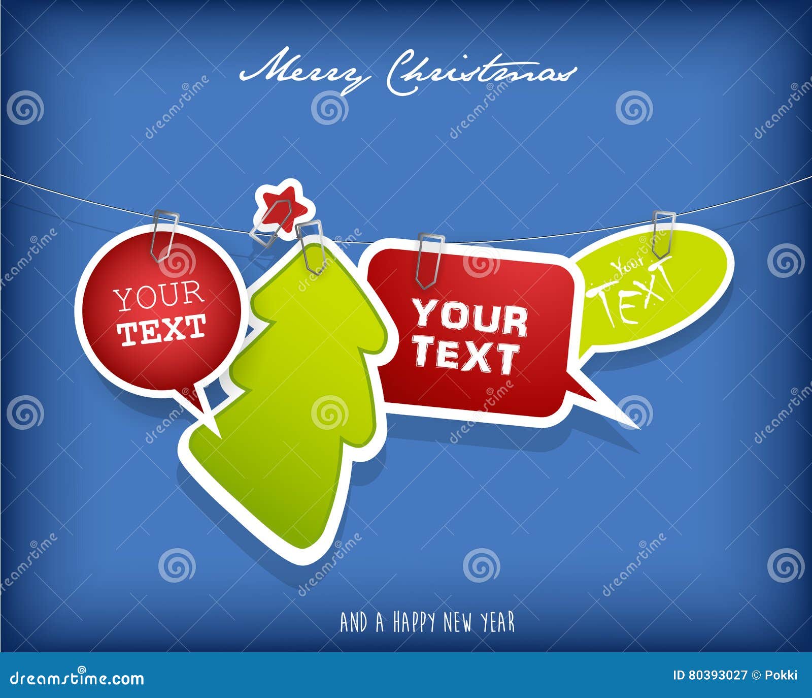 Five Hanging Text Boxes with Christmas Tree Stock Vector - Illustration ...