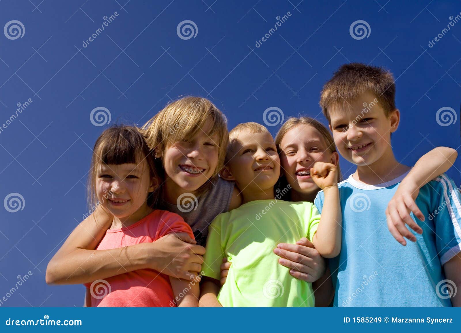 Five Happy Children stock image. Image of beauty, cheerful - 1585249